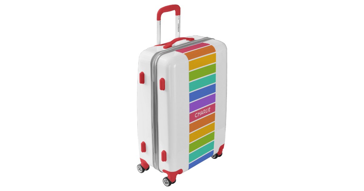 Rainbow Colors custom monogram luggage | Zazzle