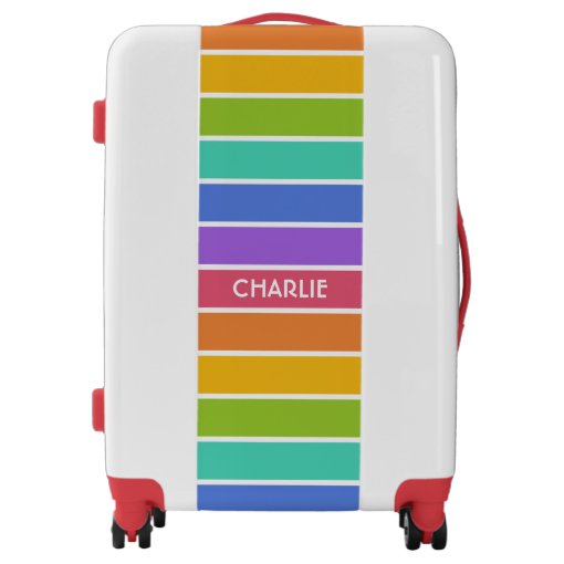 Rainbow Colors custom monogram luggage | Zazzle