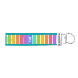 Rainbow Colors custom monogram wrist key chain | Zazzle