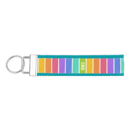 Rainbow Colors custom monogram wrist key chain | Zazzle