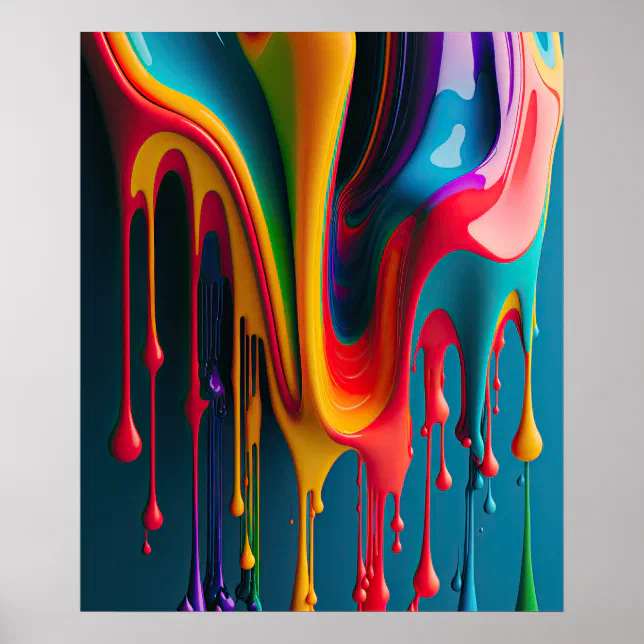 Rainbow Colors Dripping Paint Colorful Beautiful Poster | Zazzle