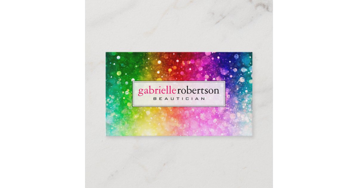 Rainbow Colors Glitter And Sparkles Business Card | Zazzle