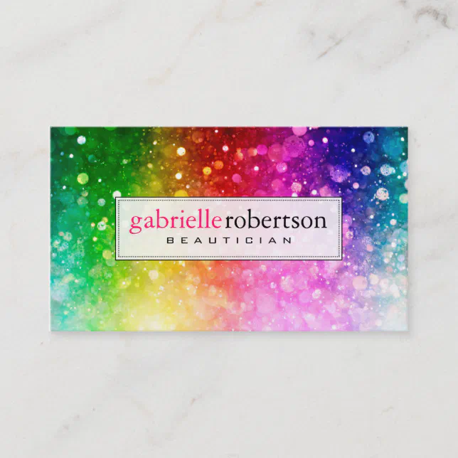 Rainbow Colors Glitter And Sparkles Business Card | Zazzle