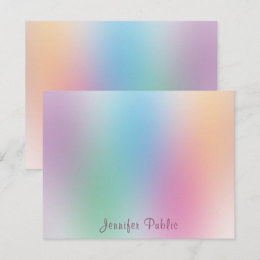 Rainbow Colors Handwriting Elegant Monogrammed Note Card | Zazzle