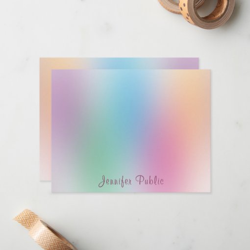Rainbow Colors Handwriting Elegant Monogrammed Note Card | Zazzle
