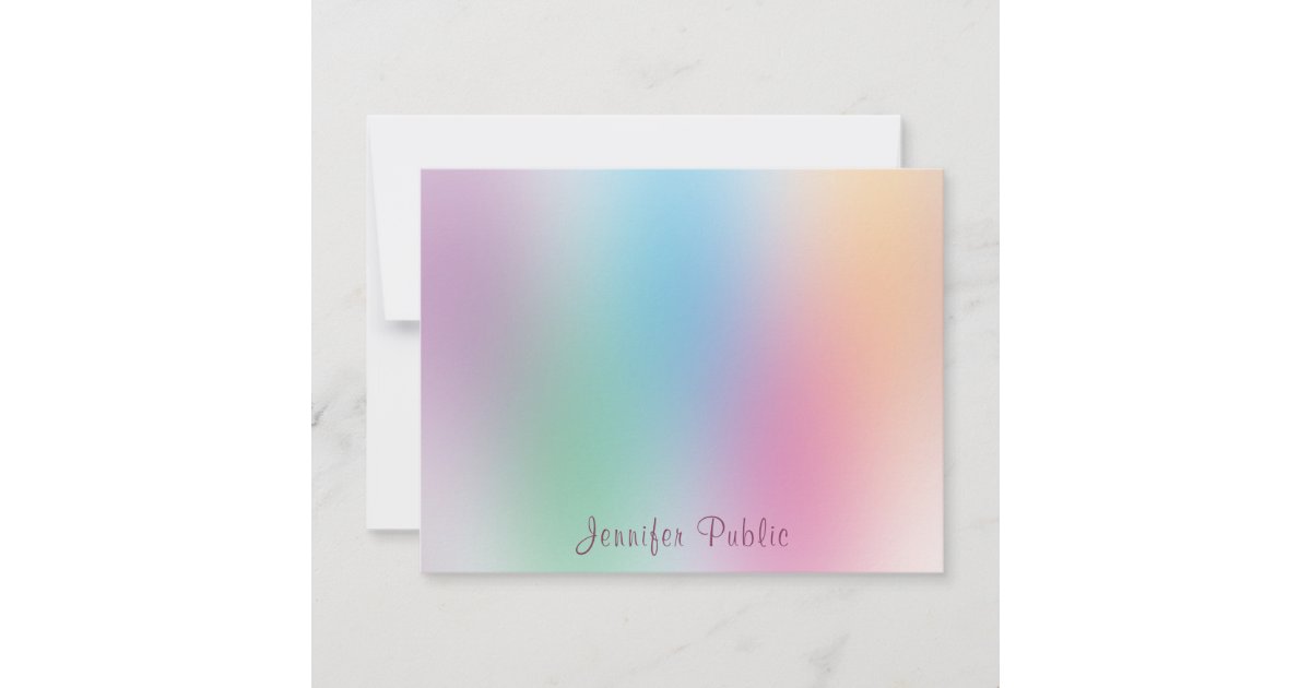 Rainbow Colors Handwriting Elegant Monogrammed Note Card | Zazzle