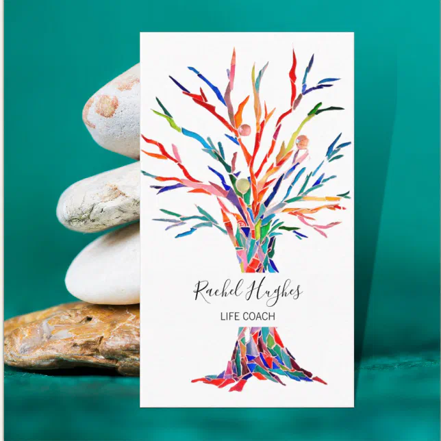 Rainbow Colors Life Coach Business Card | Zazzle