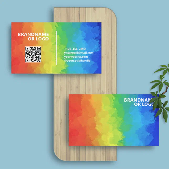 Rainbow Colors | Modern Professional QR Code LGBT Business Card | Zazzle