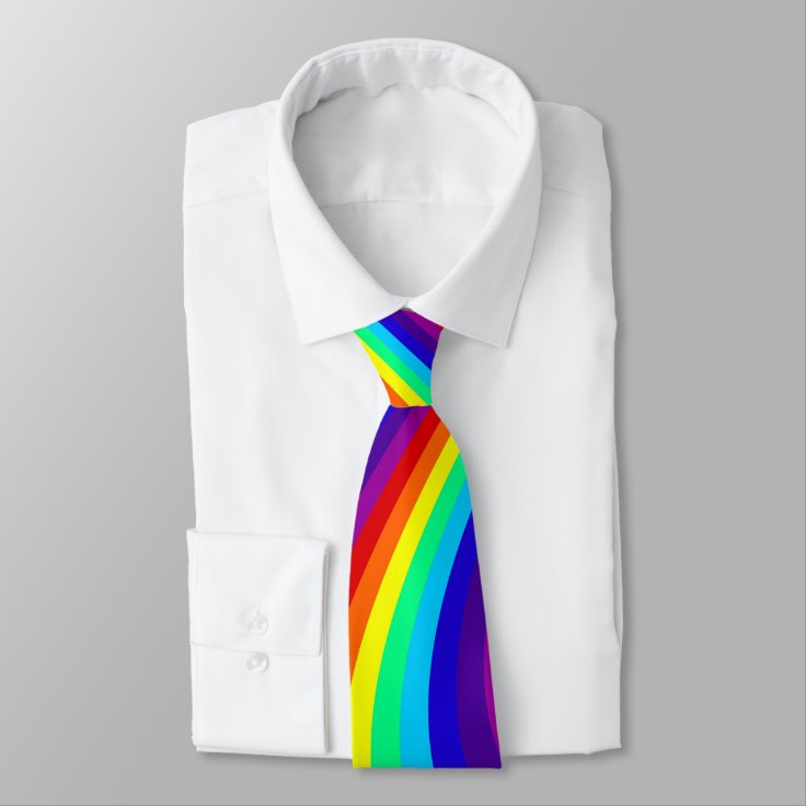 Rainbow colors palette, striped colorful pattern 2 neck tie | Zazzle