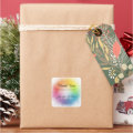 Rainbow Colors Template Thank You Hand Script Square Sticker | Zazzle
