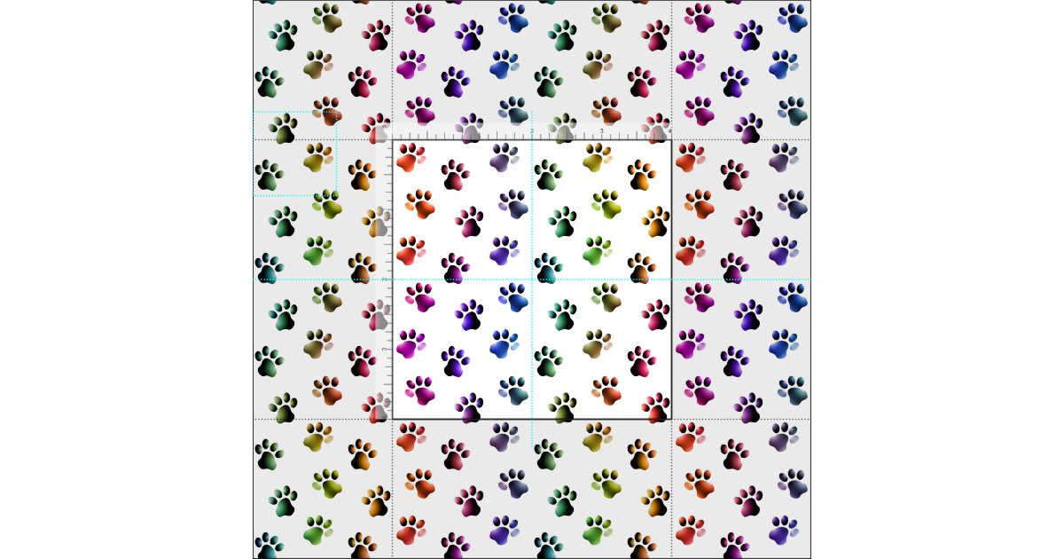 Rainbow Coloured Animal Cat Dog Paw Prints Fabric | Zazzle