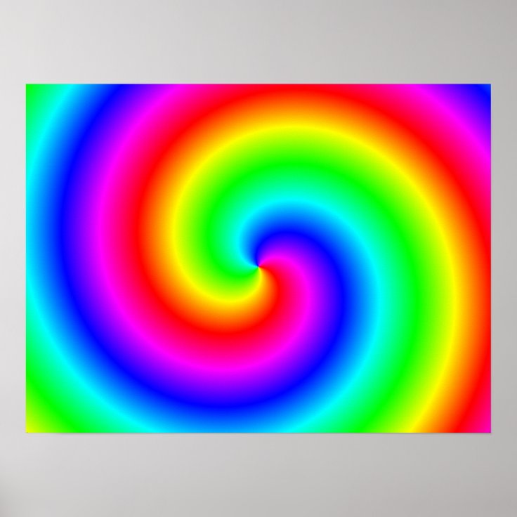 Rainbow-coloured gradient spiral poster | Zazzle