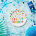 Rainbow Confetti Birthday Party Plate | Zazzle
