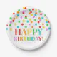 Rainbow Confetti Birthday Party Plate | Zazzle