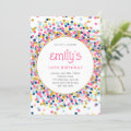 Rainbow Confetti Gold Glitter Playful Birthday Invitation | Zazzle