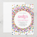 Rainbow Confetti Gold Glitter Playful Birthday Invitation | Zazzle