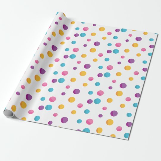 Rainbow Confetti Polka Dots Birthday Party Wrapping Paper | Zazzle.com