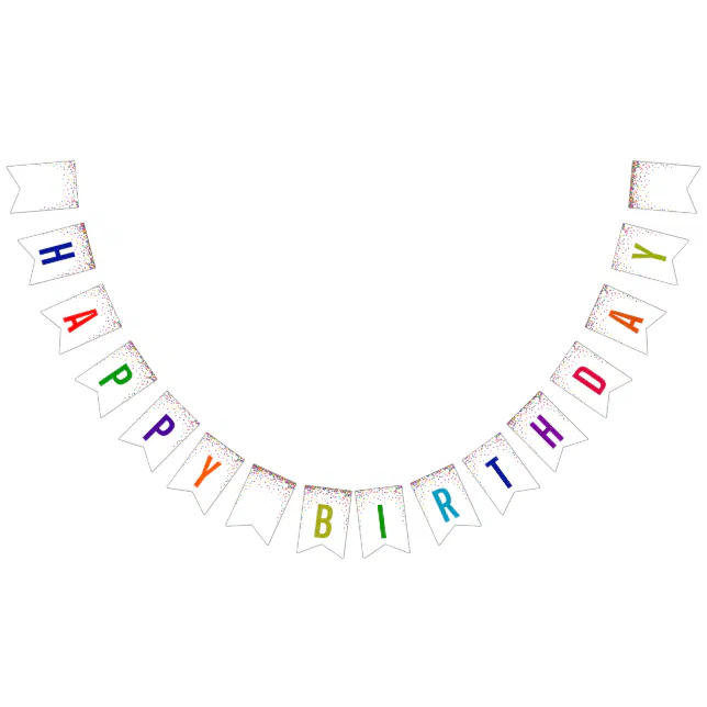 Rainbow confetti sprinkles birthday party bunting flags | Zazzle