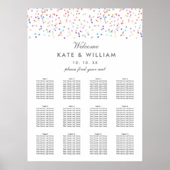 Rainbow Confetti Wedding Seating Plan Chart | Zazzle