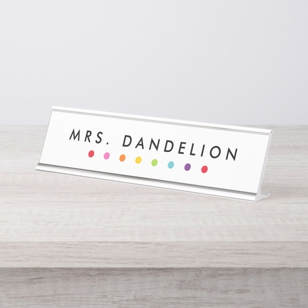 Rainbow Crayons | Kindergarten Teacher Desk Name Plate | Zazzle