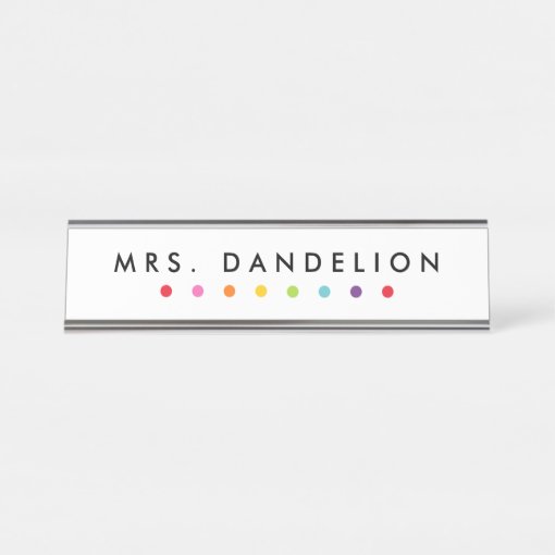 Rainbow Crayons | Kindergarten Teacher Desk Name Plate | Zazzle
