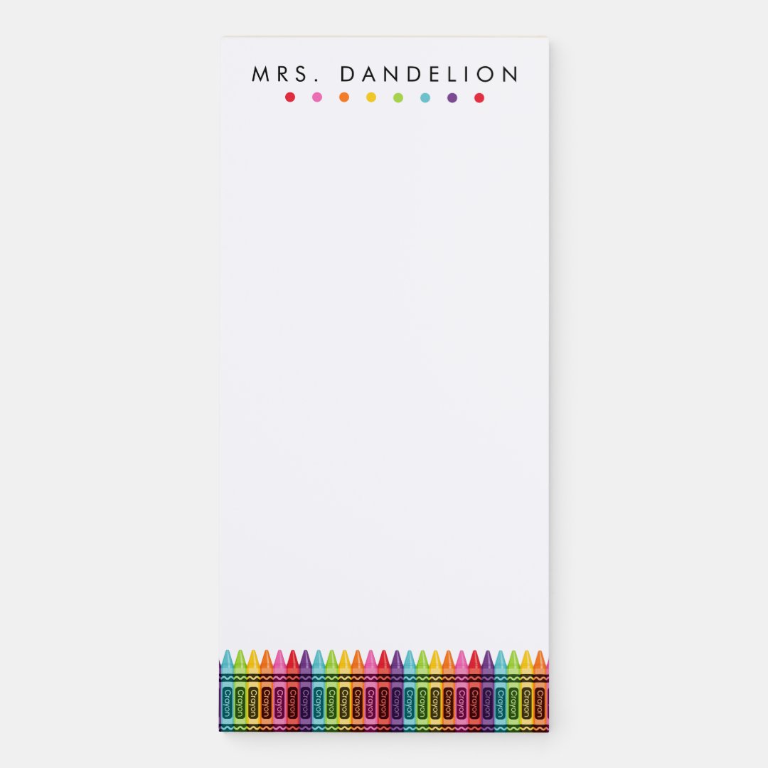 Rainbow Crayons | Kindergarten Teacher Notepad | Zazzle