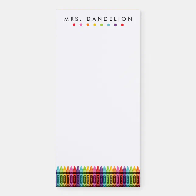 Rainbow Crayons | Kindergarten Teacher Notepad | Zazzle