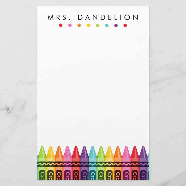 Rainbow Crayons | Kindergarten Teacher Stationery | Zazzle