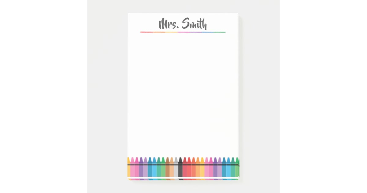 Rainbow Crayons Preschool Teacher Notepad | Zazzle
