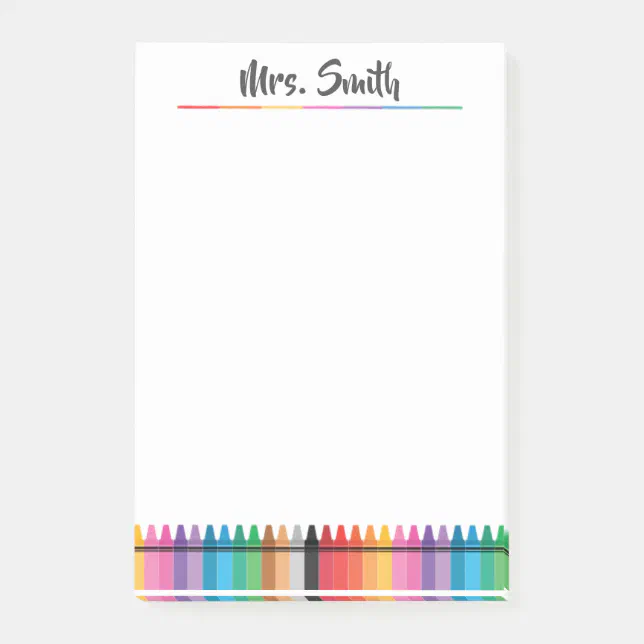 Rainbow Crayons Preschool Teacher Notepad | Zazzle
