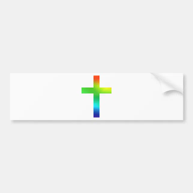 Rainbow Cross Bumper Sticker | Zazzle
