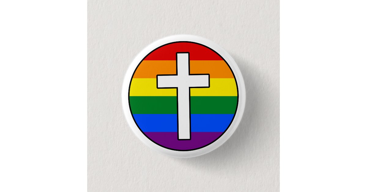 Rainbow Cross Button | Zazzle