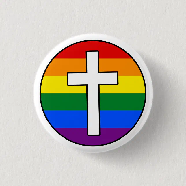 Rainbow Cross Button | Zazzle