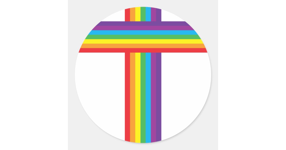 Rainbow CROSS Classic Round Sticker | Zazzle