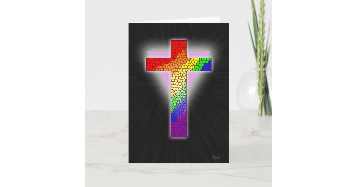 Rainbow Cross Greeting Card | Zazzle