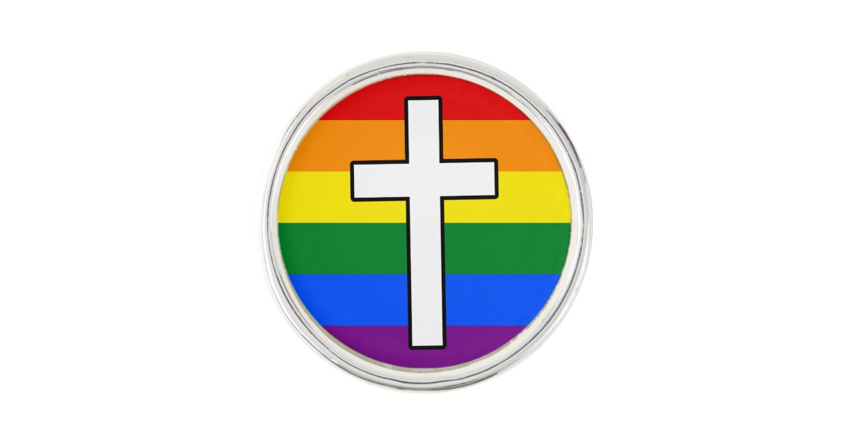 Rainbow Cross Lapel Pin | Zazzle
