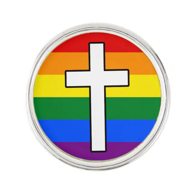 Rainbow Cross Lapel Pin | Zazzle