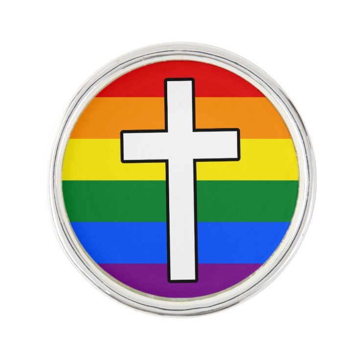 Rainbow Cross Lapel Pin | Zazzle