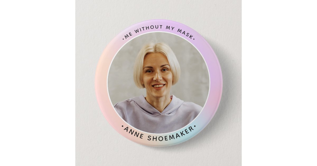 Rainbow Custom Employee Photo ID Template Button | Zazzle