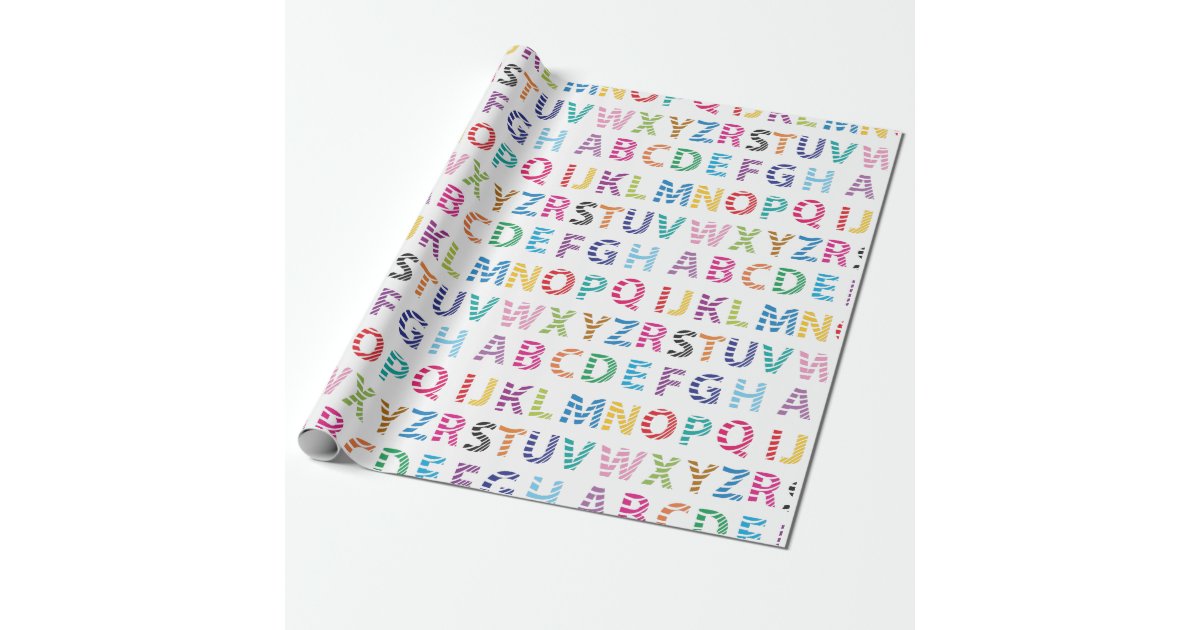 Rainbow Cute Alphabet Wrapping Paper | Zazzle