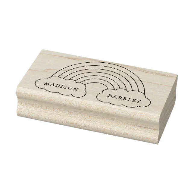 Rainbow Cute Kids Name Rubber Stamp | Zazzle