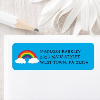 Rainbow Cute Kids Return Address Label | Zazzle