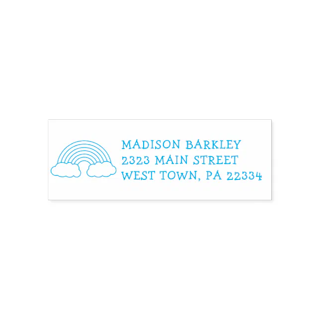 Rainbow Cute Kids Return Address Stamp | Zazzle