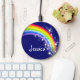 Rainbow dark blue custom name wireless charger | Zazzle