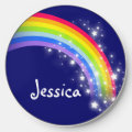Rainbow dark blue custom name wireless charger | Zazzle