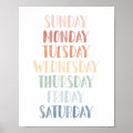 Rainbow Days of the Week Classroom Poster | Zazzle