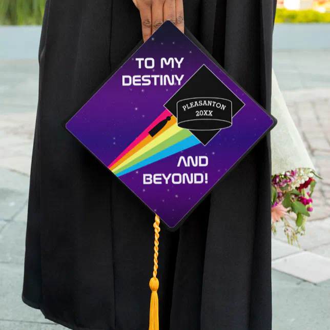 Rainbow Destiny Personalized Graduation Cap Topper | Zazzle