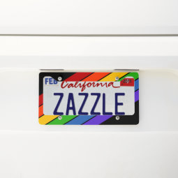 Rainbow Diagonal Stripe License Plate Frame | Zazzle