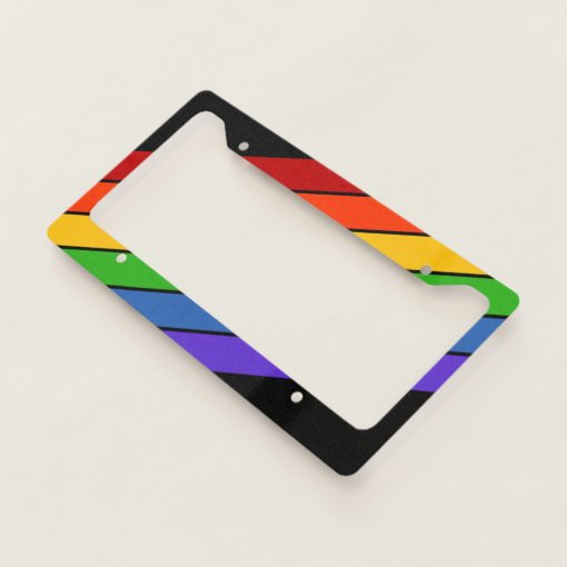 Rainbow Diagonal Stripe License Plate Frame | Zazzle