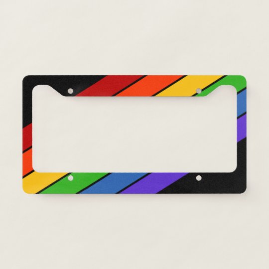 Rainbow Diagonal Stripe License Plate Frame | Zazzle.com